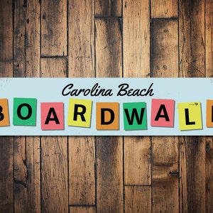 Boardwalk Sign, Personalized Location Beach House Sign, Custom Colorful ...
