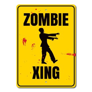 Zombie Crossing Sign - Funny Halloween Decor - Horror Room Wall Art ...