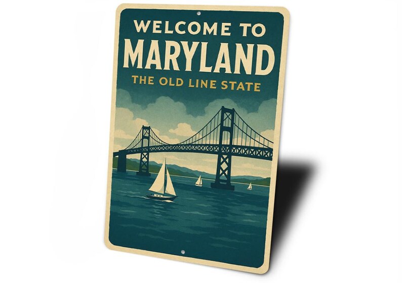 Welcome to Maryland Metal Sign – the Old Line State Wall Art, Retro ...