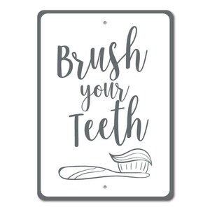 Brush Your Teeth Sign, Toothbrush Decor, Bathroom Sign, Bathroom Rules ...
