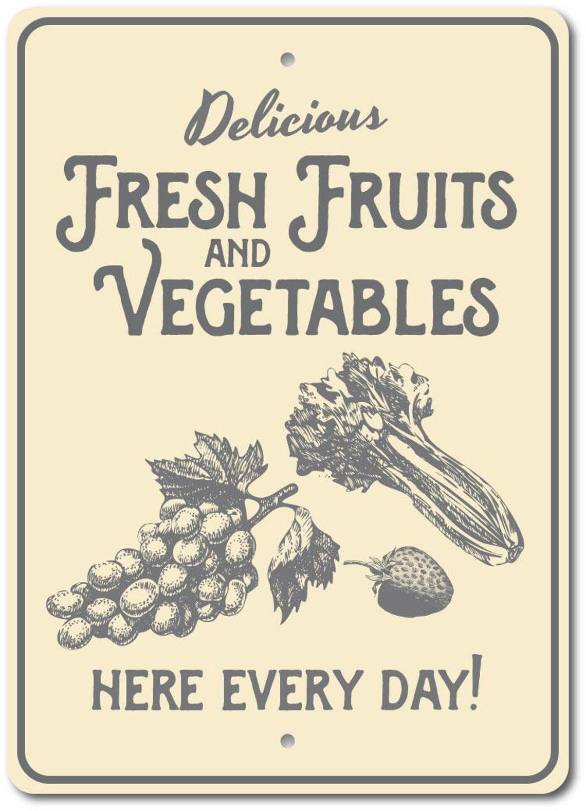 Vegetables Sign Fresh Fruit Sign Metal Produce Sign Fresh - Etsy