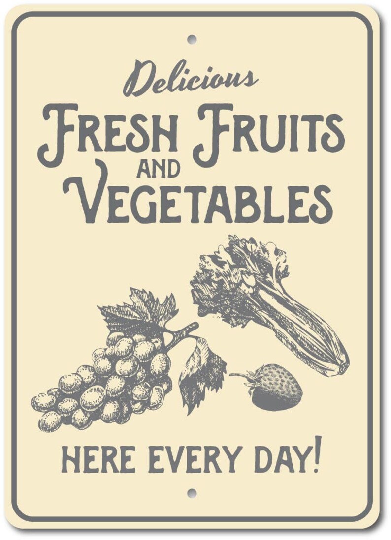 Vegetables Sign Fresh Fruit Sign Metal Produce Sign Fresh - Etsy