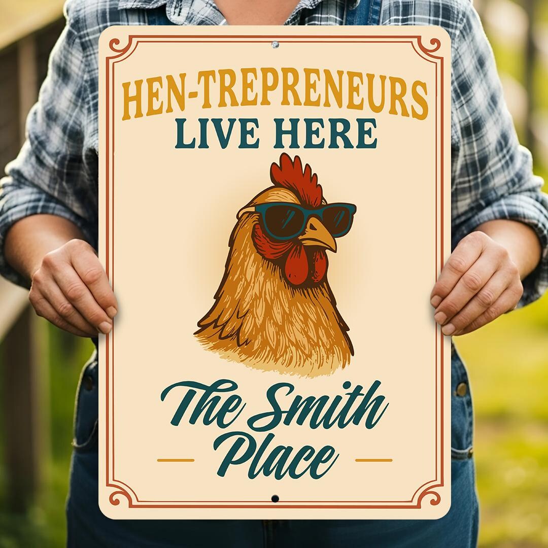 Hen-trepreneurs Live Here Sign, Custom Chicken Farm, Chicken Coop Sign ...