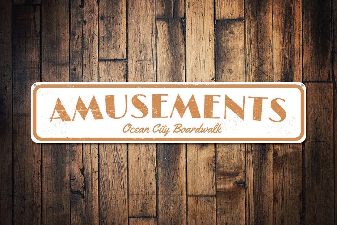 Amusements Sign, Personalized Boardwalk Sign, Beach Boardwalk Location ...