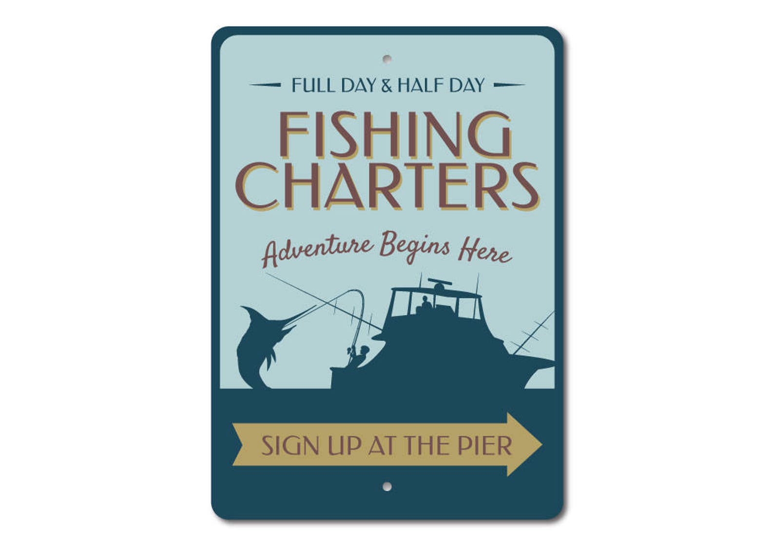 Fishing Charters Sign Deep Sea Fishing Sign Fisherman Gift - Etsy