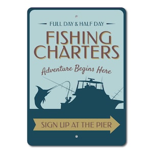 Fishing Charters Sign, Deep Sea Fishing Sign, Fisherman Gift, Fish ...