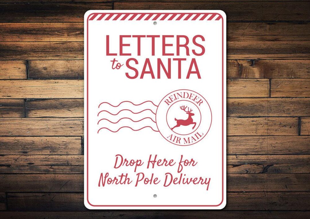 Letters to Santa Drop Box Sign, Quality North Pole Sign, Santa Letters ...
