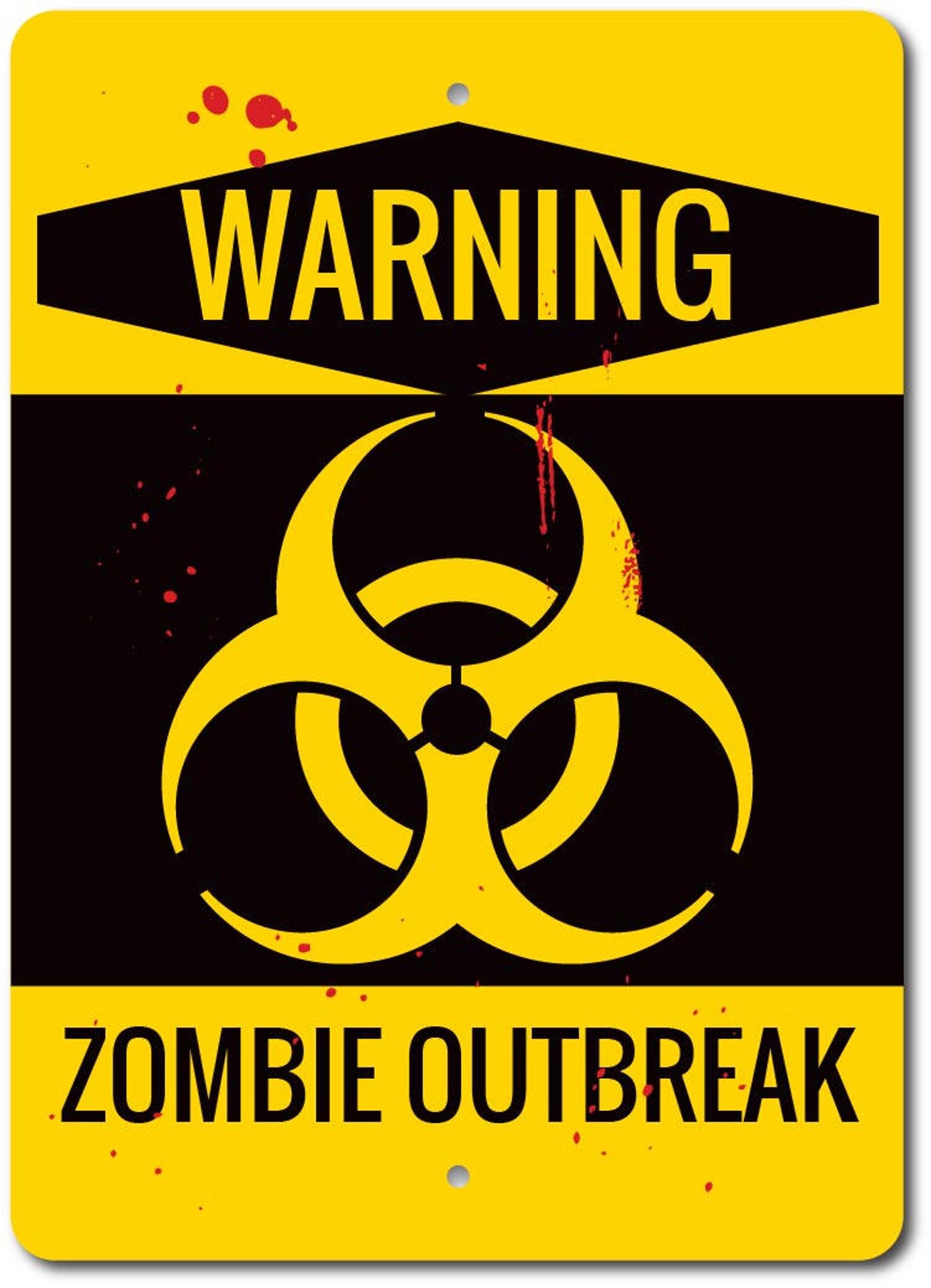 Zombie Outbreak Sign Warning Zombie Sign Zombie Decor | Etsy