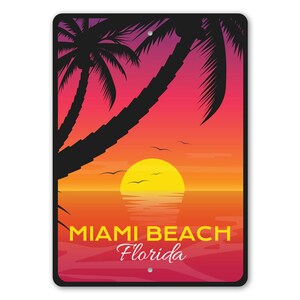 Miami Beach Sign, Custom Beach Sign, Florida Decor, Miami Sunset, Miami ...