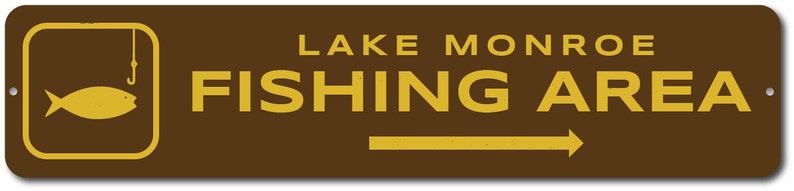 Fishing Area Sign, Custom Hook Line Fish Arrow Lake Location Name Gift ...