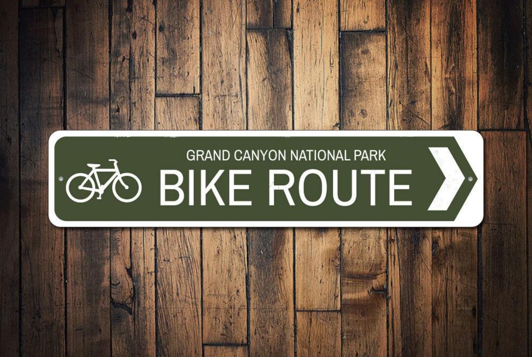 Bike Route Sign, Custom Bicycle Arrow National Park Location Name Gift ...