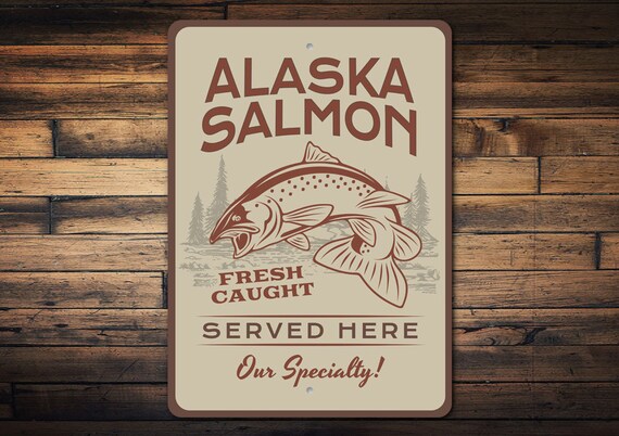 Alaska Salmon Sign Fresh Salmon Signs Salmon Decor Alaskan - Etsy