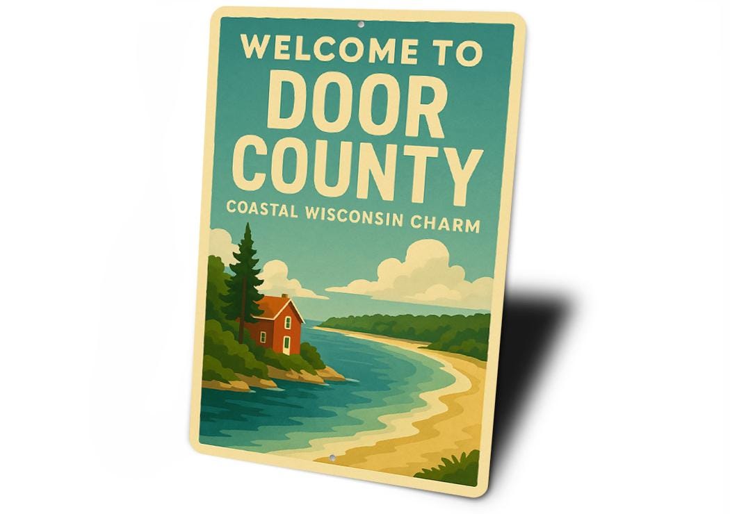 Welcome to Door County Metal Sign – Coastal Wisconsin Charm Wall Art ...