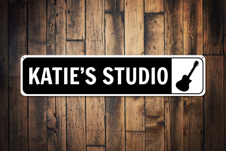 Guitar Studio Sign Personalized Kid's Room Sign Metal - Etsy