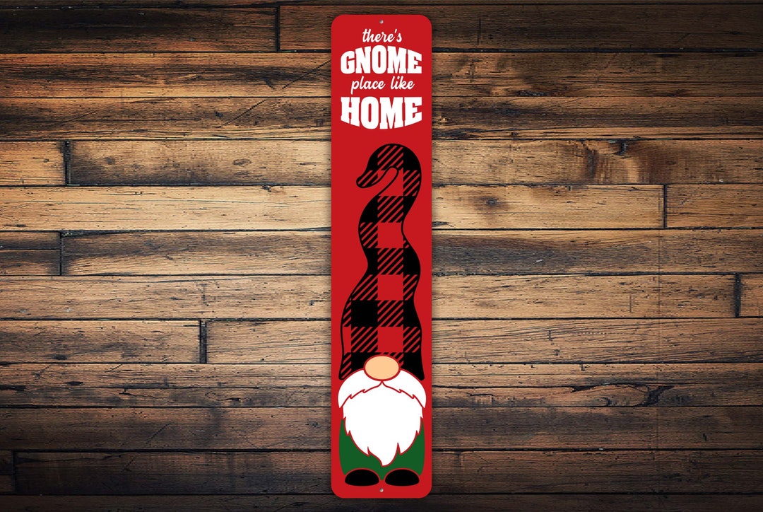 Gnome Place Like Home Porch Sign, Vertical Metal Gnome Decor, Christmas ...