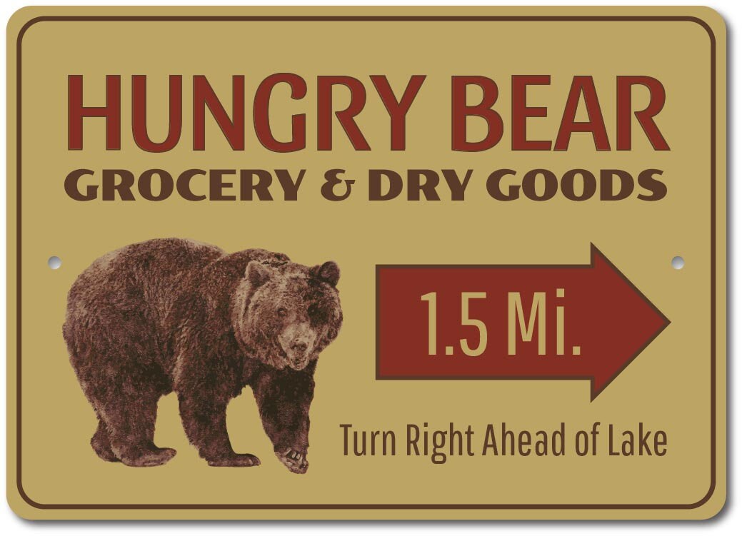 Hungry Bear Sign Lodge Grocery Sign Lodge Bear Sign Bear - Etsy