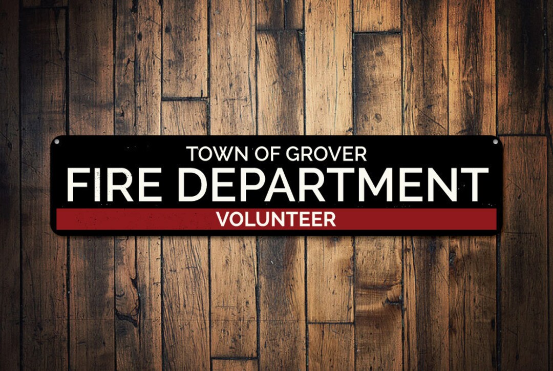 Volunteer Fire Department Sign, Custom Town Name Location Firehouse ...