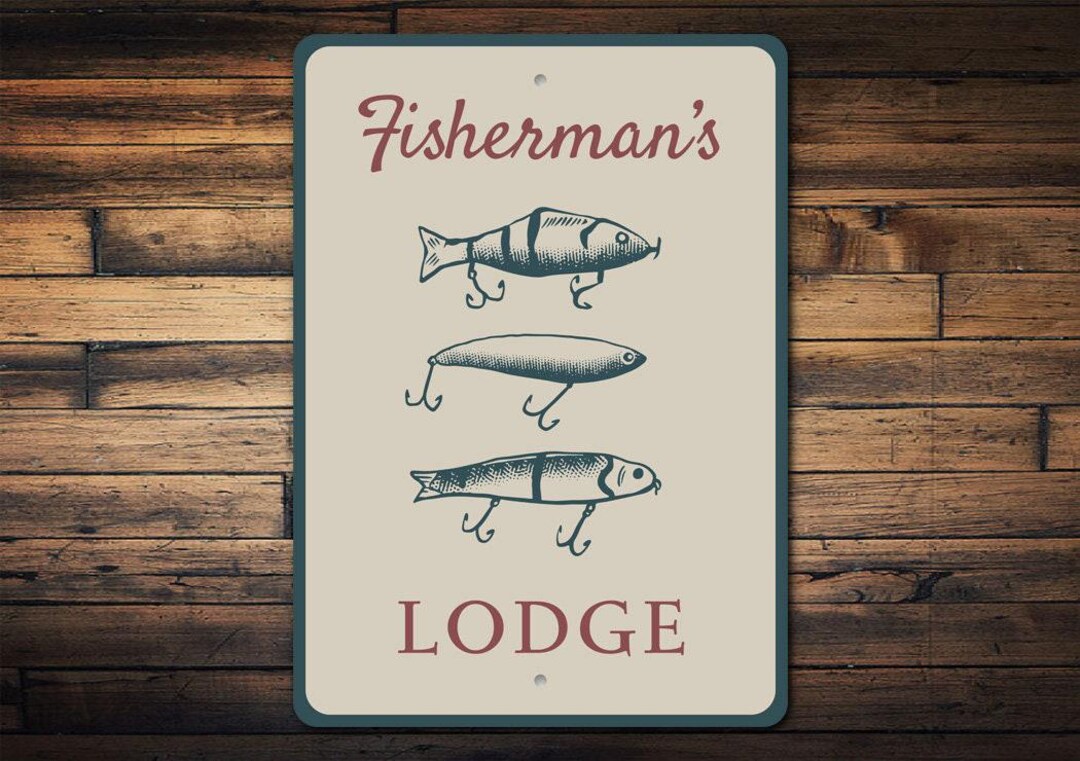 Fisherman's Lodge Sign, Fishing Cabin Sign, Lake House Decor, Fisherman ...