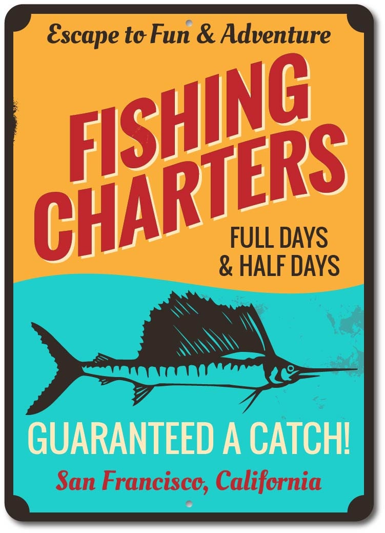 Fishing Charters Sign Personalized Fishing Catch Fun & | Etsy