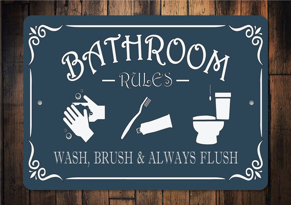 Bathroom Rules Sign Bathroom Rules Sign For Bathroom | Etsy