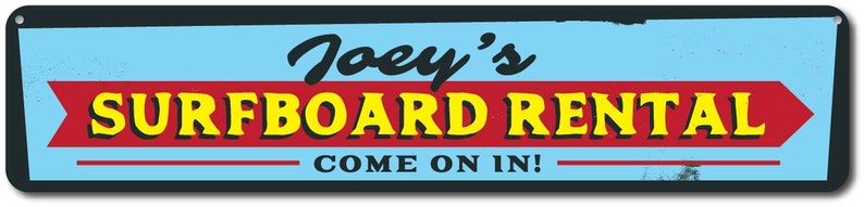 Surfboard Rental Sign Personalized Surf Shop Arrow Sign | Etsy