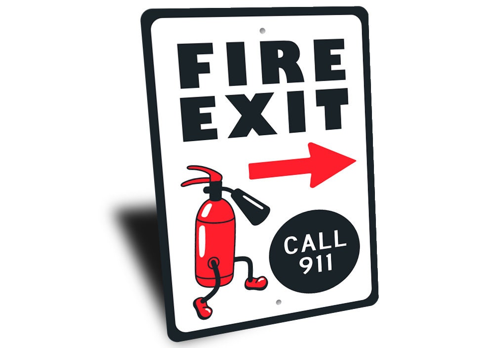 Fire Exit Sign Retro Fire Exit Sign Safety Sign Decor Fire - Etsy