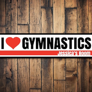 Gymnastics Sign, Personalized Kid's Room Sign, Custom Gymnast I Love ...