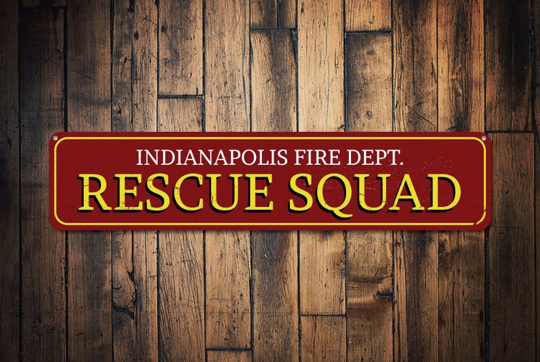 Rescue Squad Sign, Personalized Fire Department City Sign, Firefighter ...