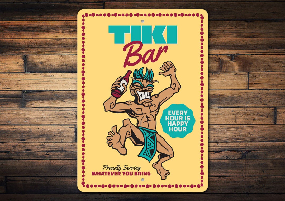 Tiki Bar Metal Sign, Beach Hut Decor, Tiki Bar Decor, Hawaiian Pub Sign ...
