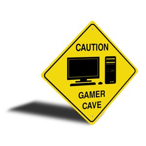 Caution Gamer Sign, Gamer Cave Sign, Custom Gamer Sign, Gamer Decor ...