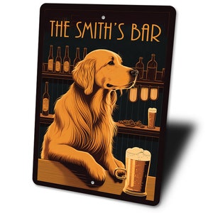 Personalized Bar Sign, Golden Retriever Owner, Dog Lover Gift, Unique ...