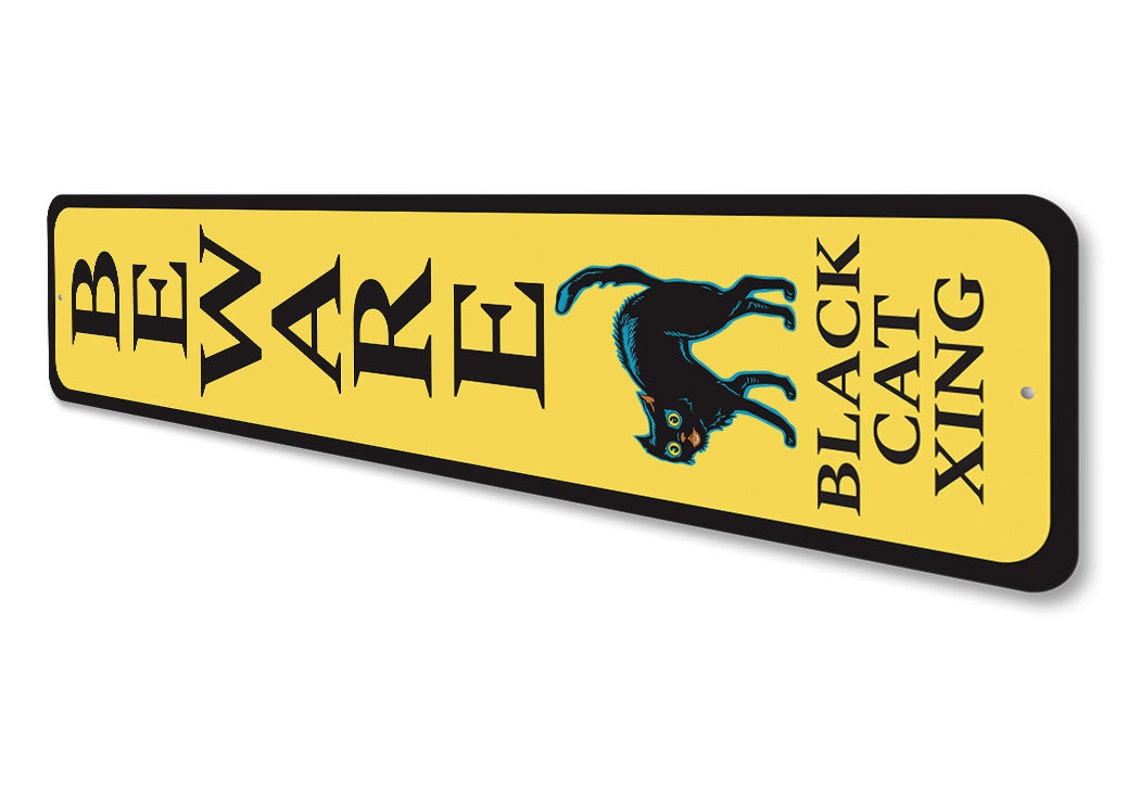 Black Cat Xing Sign Black Cat Decor Halloween Halloween - Etsy