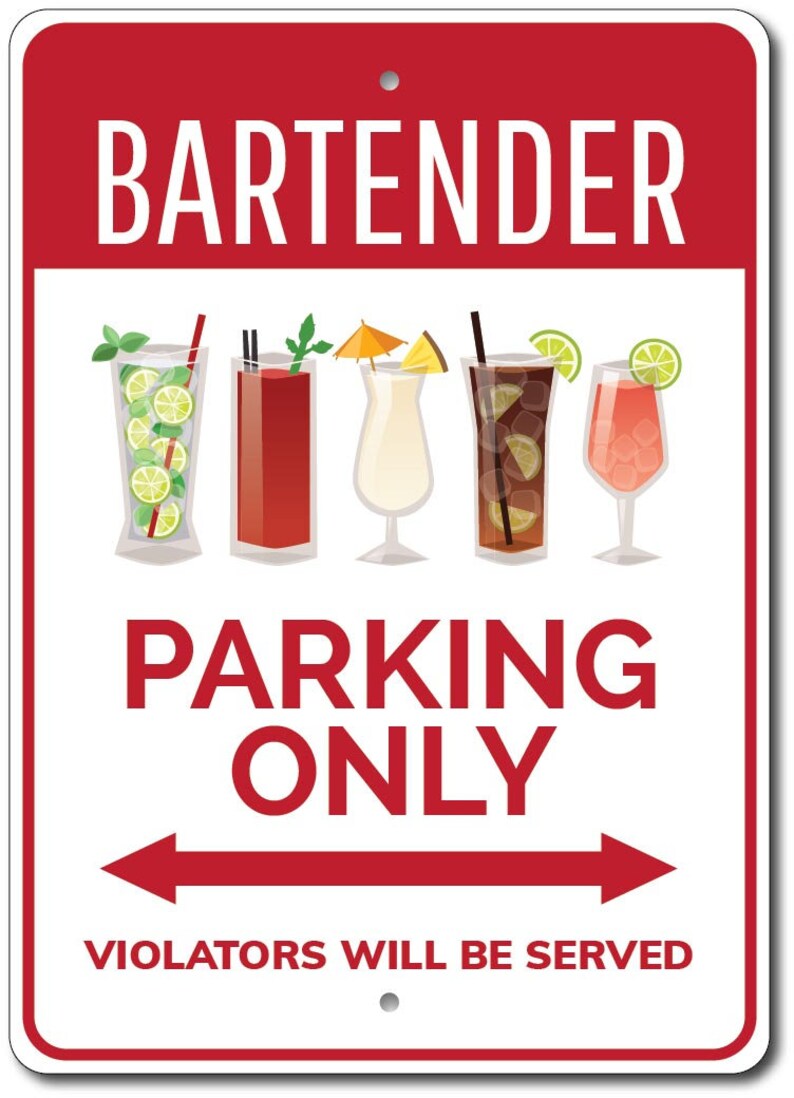 Bartender Parking Sign Bartender Sign Bartender Gift for Bar - Etsy