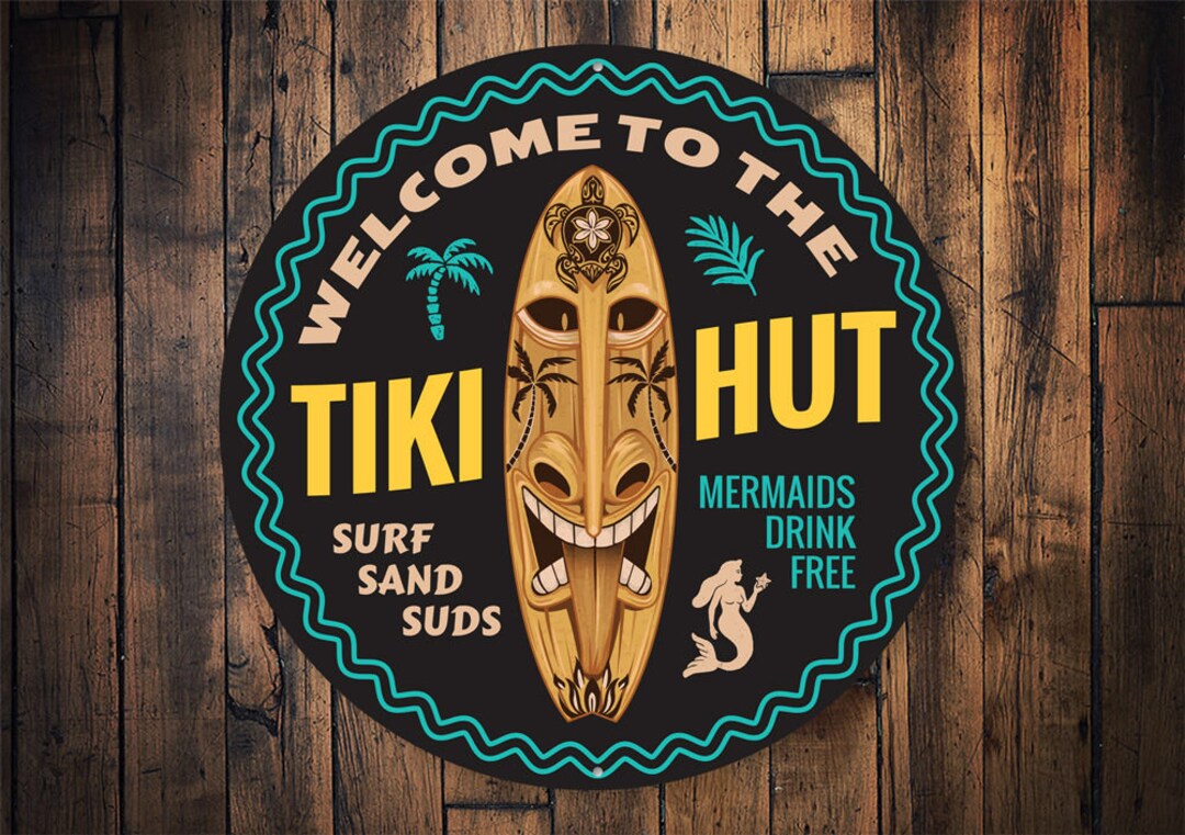 The Tiki Hut, Tiki Hut Living, Tiki Bar Sign, Sign for Tiki, Bar Lover ...