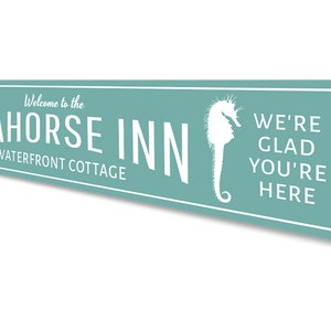 Seahorse Inn Sign, Seahorse Sign, Waterfront Cottage, Custom Beach Sign ...