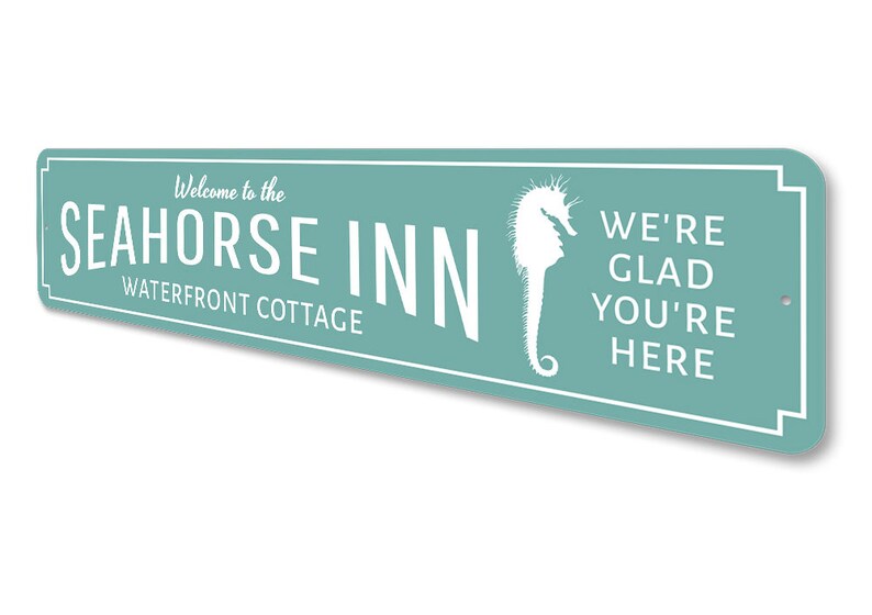 Seahorse Inn Sign, Seahorse Sign, Waterfront Cottage, Custom Beach Sign ...