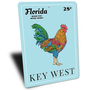 Key West Postage Stamp Style Wall Decor, Key West Rooster Chicken Sign ...