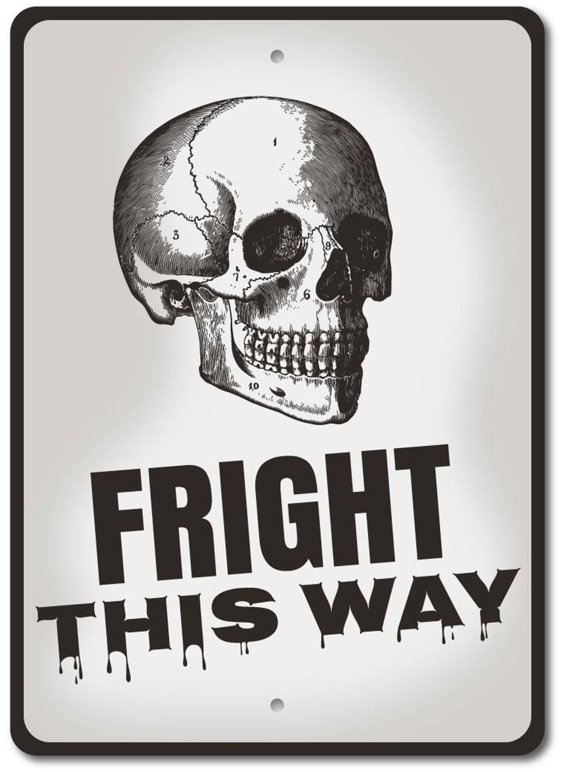 Skull Decor Fright This Way Sign Halloween Sign Skull Sign | Etsy