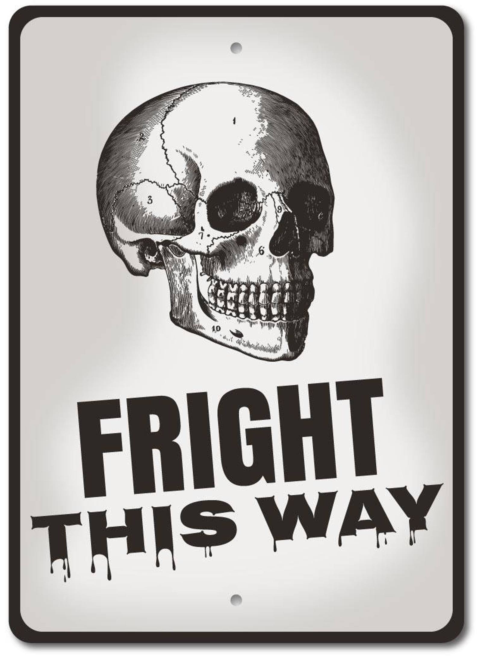 Skull Decor Fright This Way Sign Halloween Sign Skull Sign | Etsy