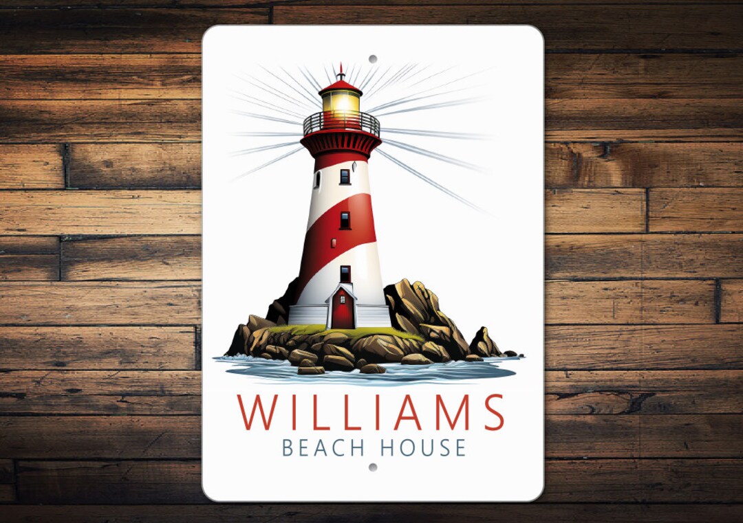 Custom Beach Sign, Family Beach Sign, Lighthouse Gift, Beach Lighthouse ...