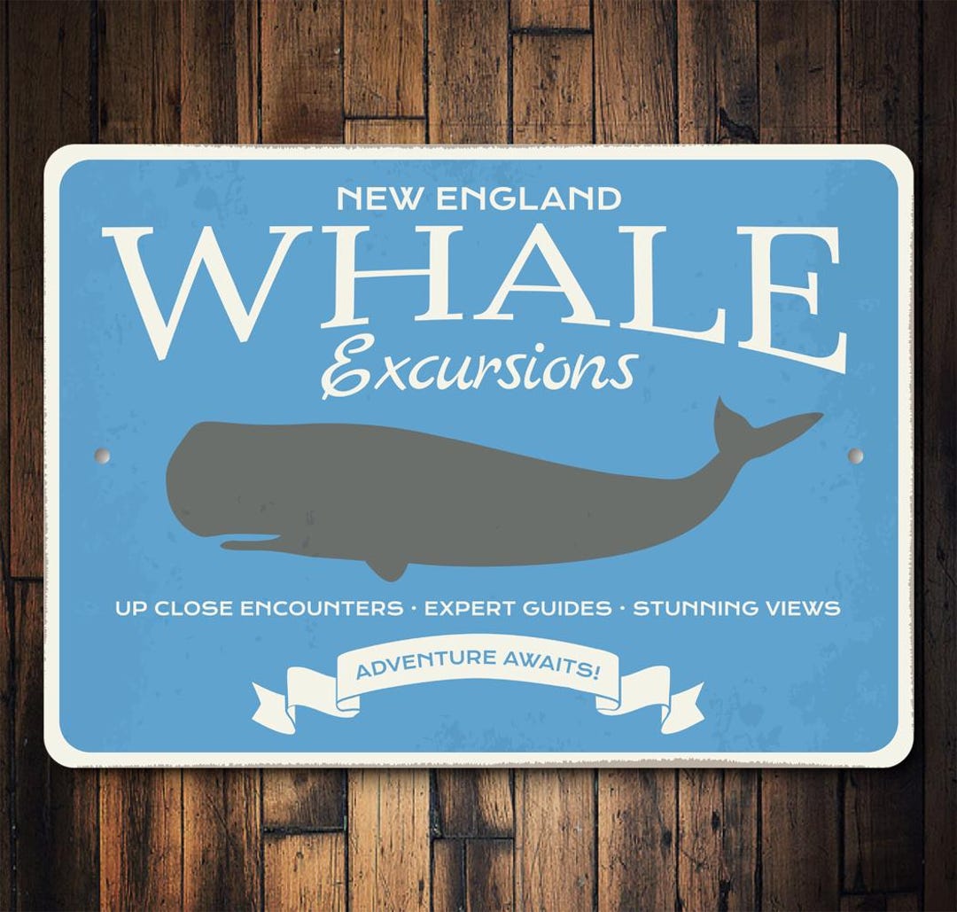 Coastal Metal Sign for Ocean Lovers - New England Whale Adventure Decor ...