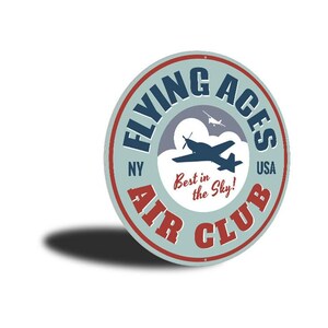 Flying Aces Sign, Air Club Sign, Aviation Clubs, Airplane Decor, Plane ...