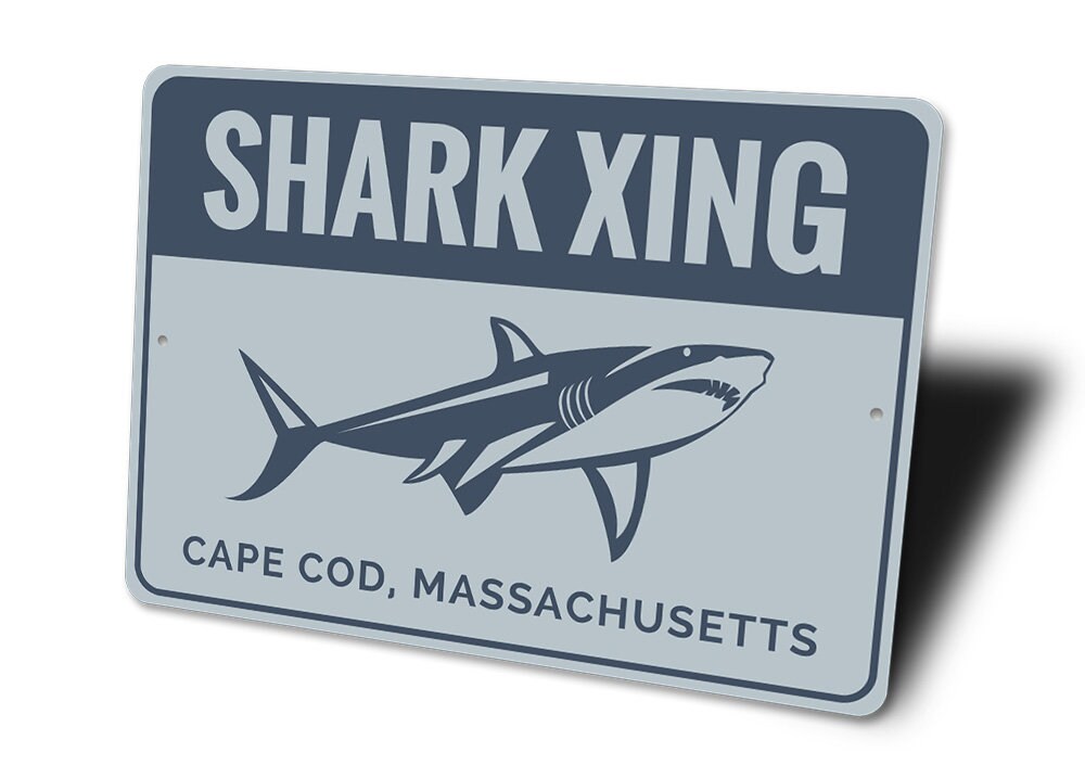 Shark Crossing Sign Cape Cod Decor Shark Lovers Decorations - Etsy