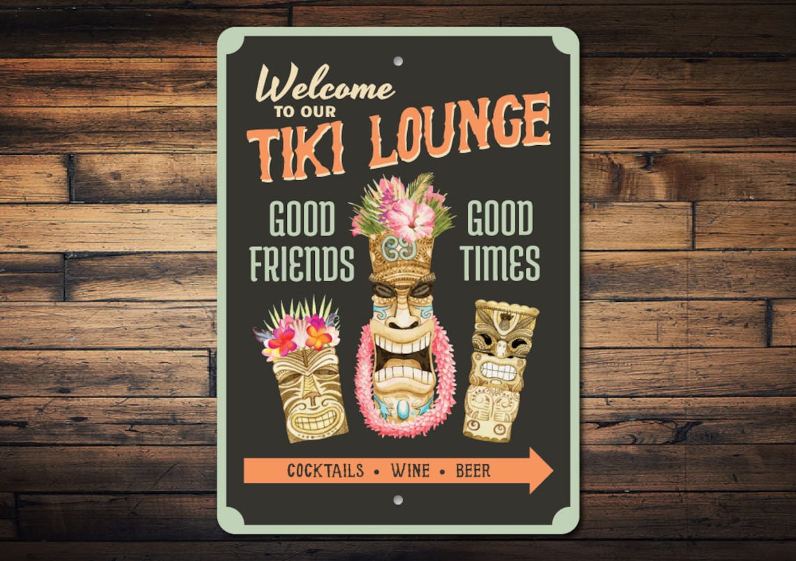 Tiki Lounge Sign Tiki Men Decor Tiki Statues Sign Tiki Bar - Etsy