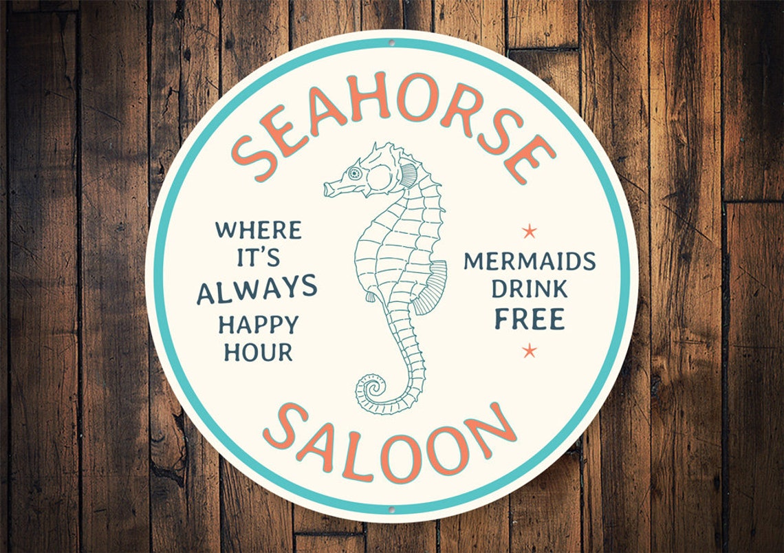 Seahorse Saloon Sign Seahorse Sign Saloon Decor Seahorse | Etsy