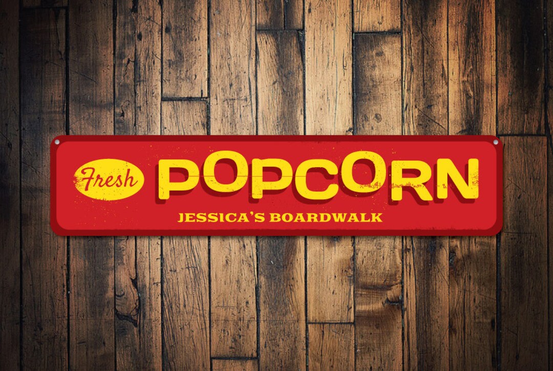 Fresh Popcorn Sign, Personalized Boardwalk Name Sign, Custom Beach ...