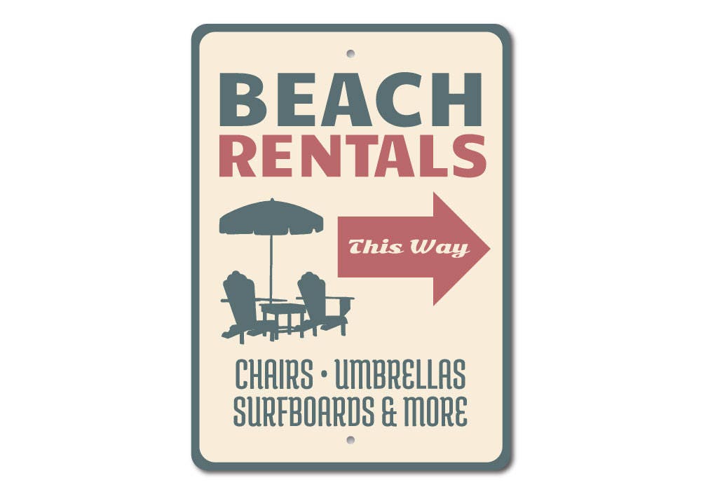 Beach Rentals Sign Beach Chair Sign Rentals Arrow Sign | Etsy