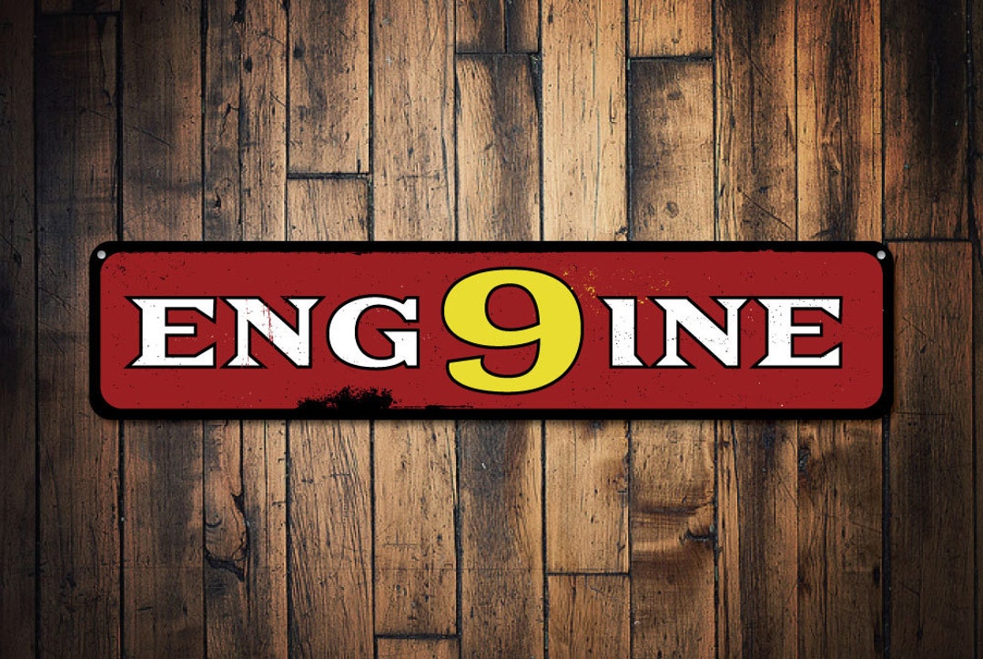 Firehouse Engine Number 9 Sign, Personalized Firefighter Man Cave ...