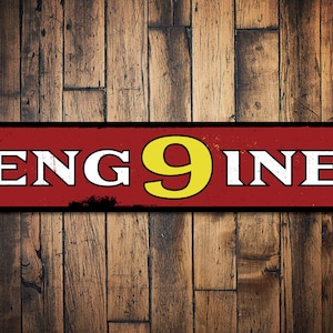 Firehouse Engine Number 9 Sign, Personalized Firefighter Man Cave ...