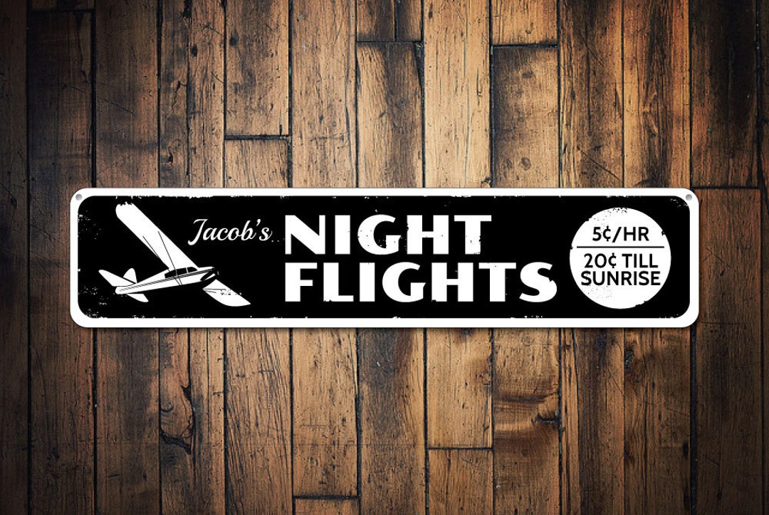 Night Flights Sign, Personalized Airplane Sign, Custom Pilot Name Sign ...